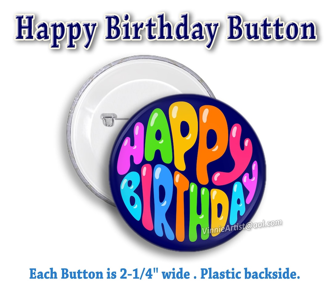 Happy Birthday BUTTONS Champions Pin Pinback Buttons Badge Gift Party ...