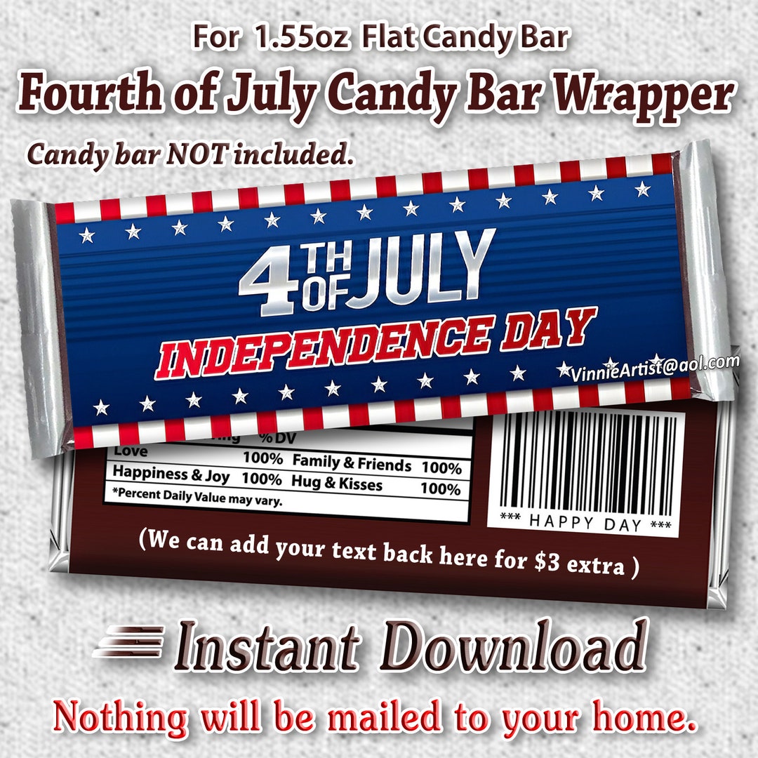 PRINTABLE Fourth 4th of July Candy Bar Wrappers Chocolate Instant ...