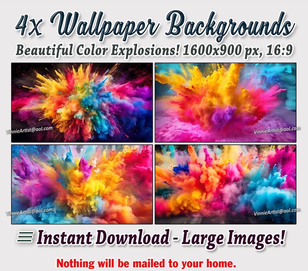 4x Color Explosion Wallpaper Background Image 1600x900 16:9 Pattern ...