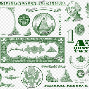 One Dollar Bill Design Images GREEN COLOR Photoshop Transparent File ...