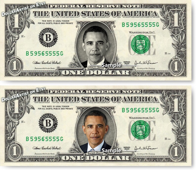 BARACK OBAMA on a REAL Dollar Bill Cash Money Collectible | Etsy