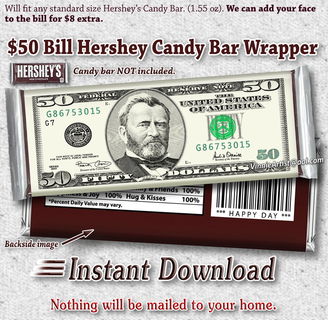 PRINTABLE Money Candy Bar Wrappers Chocolate Instant Download - Etsy