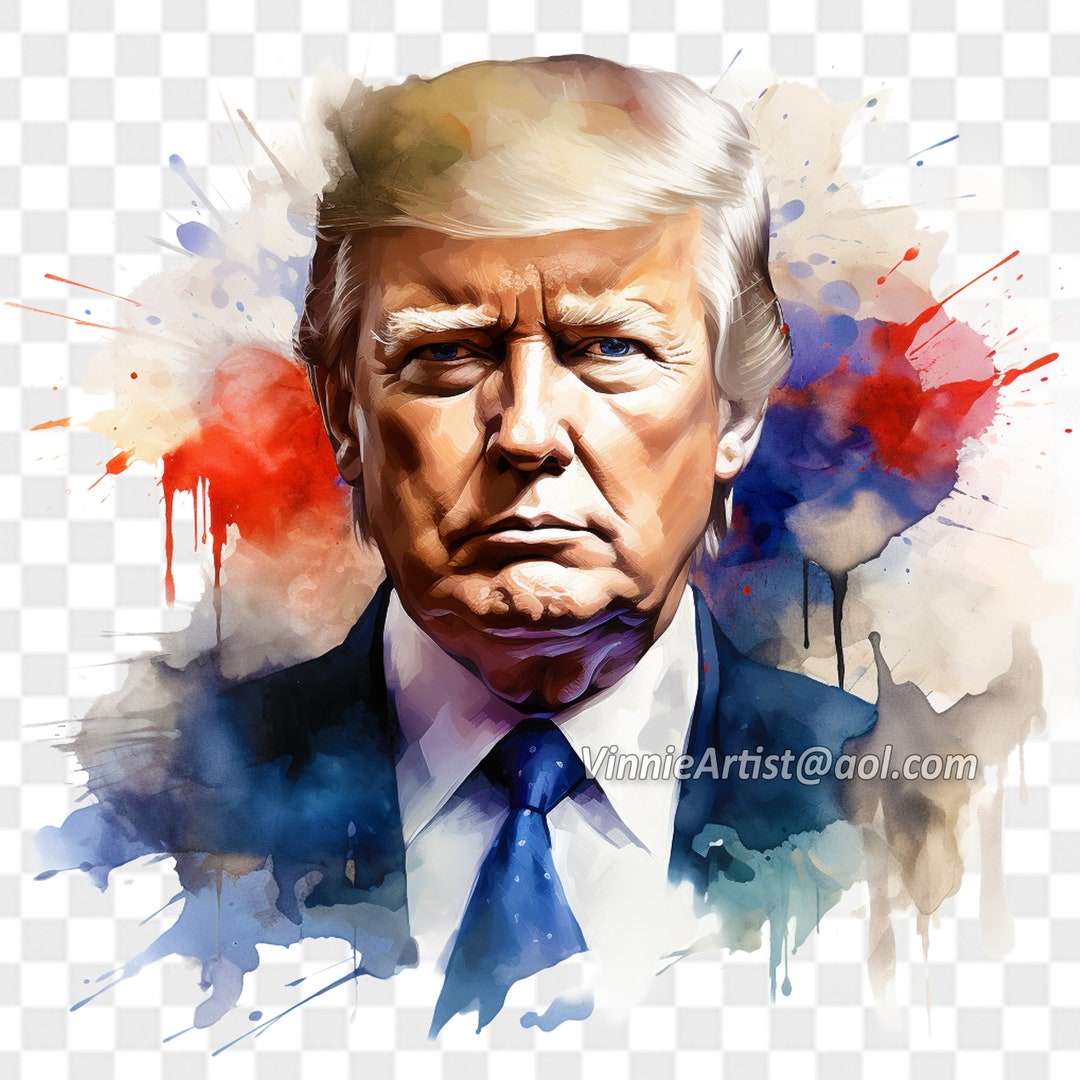 Digital Art Download Watercolor Painting Style Donald Trump Flag Color ...