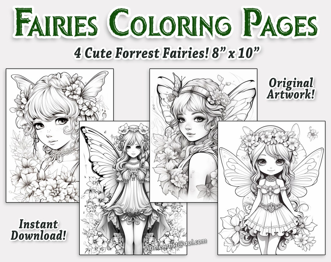 4 Printable Coloring Pages for Kids Coloring Pages Forrest - Etsy