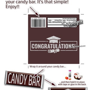 PRINTABLE Graduation Candy Bar Wrapper Congrats Congratulations Thank ...