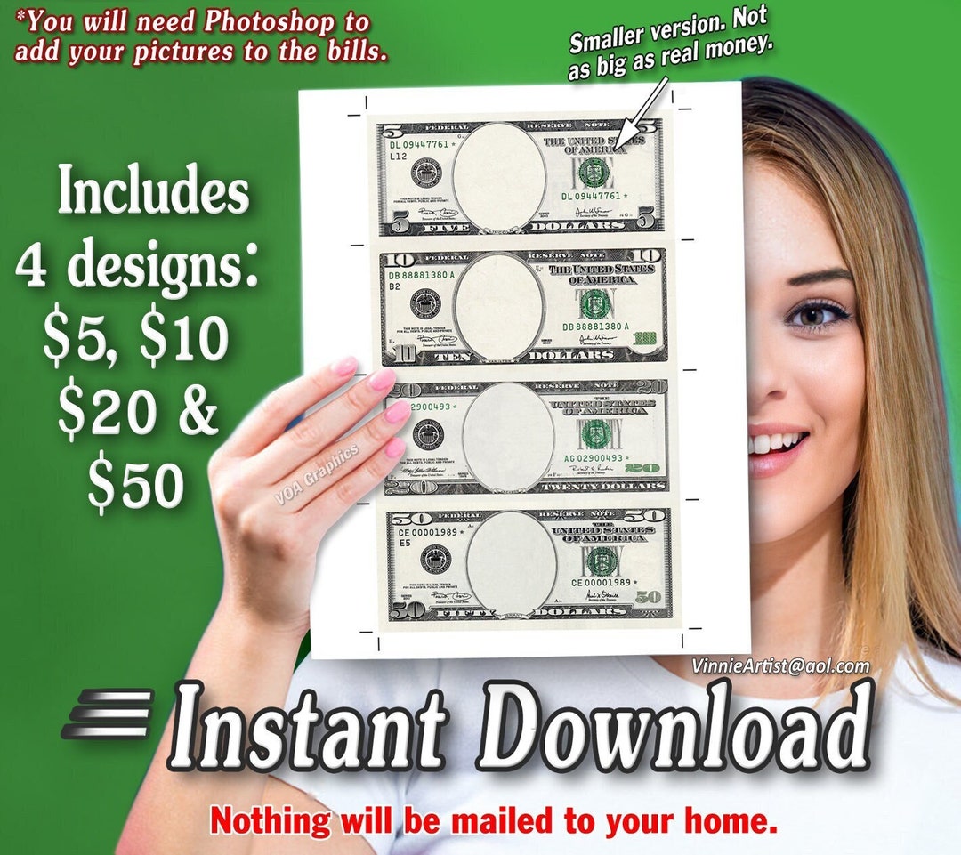 Printable SMALL Money Sheets With Cut Marks 4-per-page Cash - Etsy