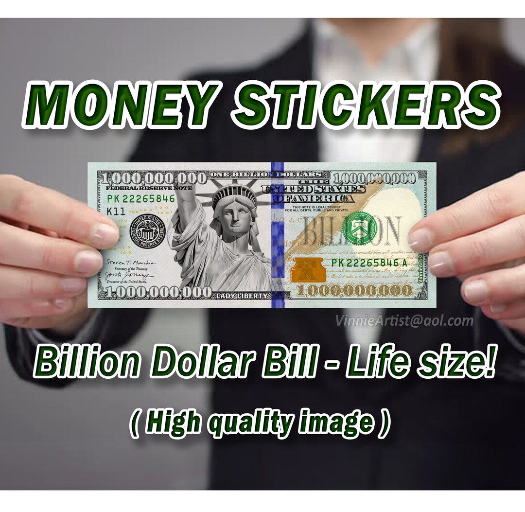 MONEY STICKER Billion Dollar Bill Decal Sticker Cash Glossy Lady ...