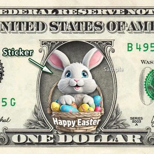 EASTER BUNNY on Real Money Dollar Bill Cash Art Rabbit Cute Egg Stuffer ...