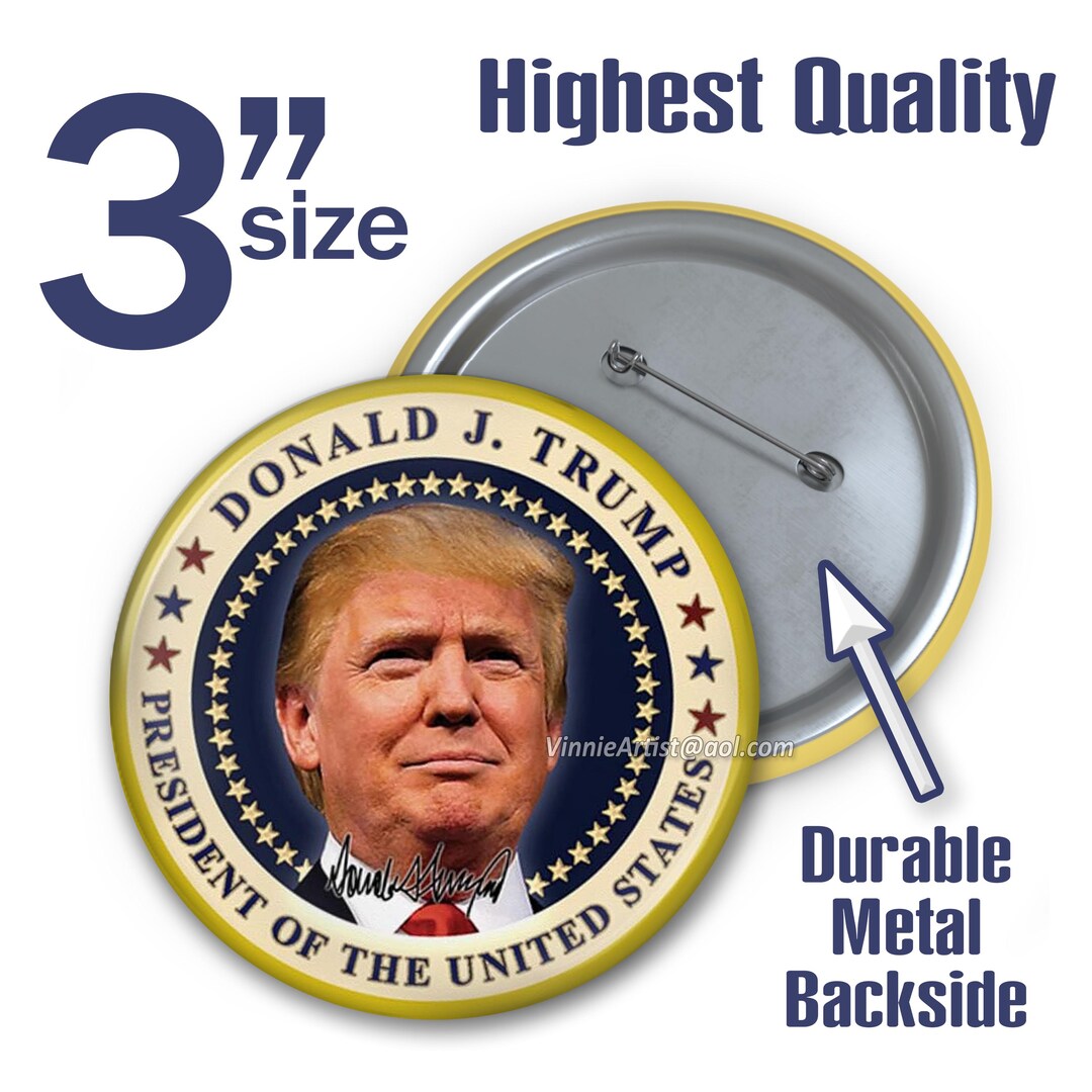 3 Button Donald Trump 47th President Collectible 2024 President ...
