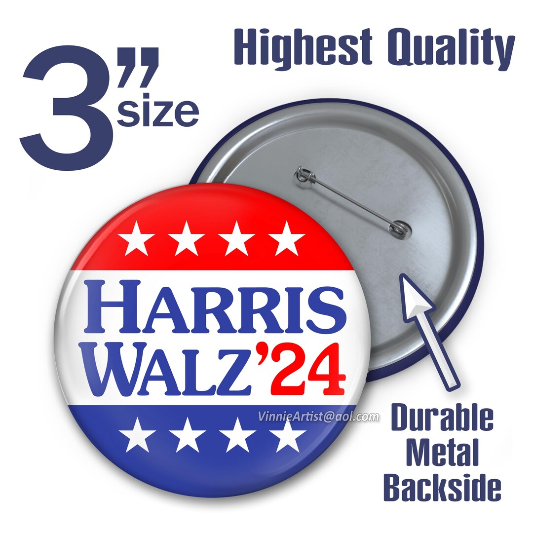 3 BUTTONS Kamala Harris Tim Walz President 2024 Pin Pinback Badge ...