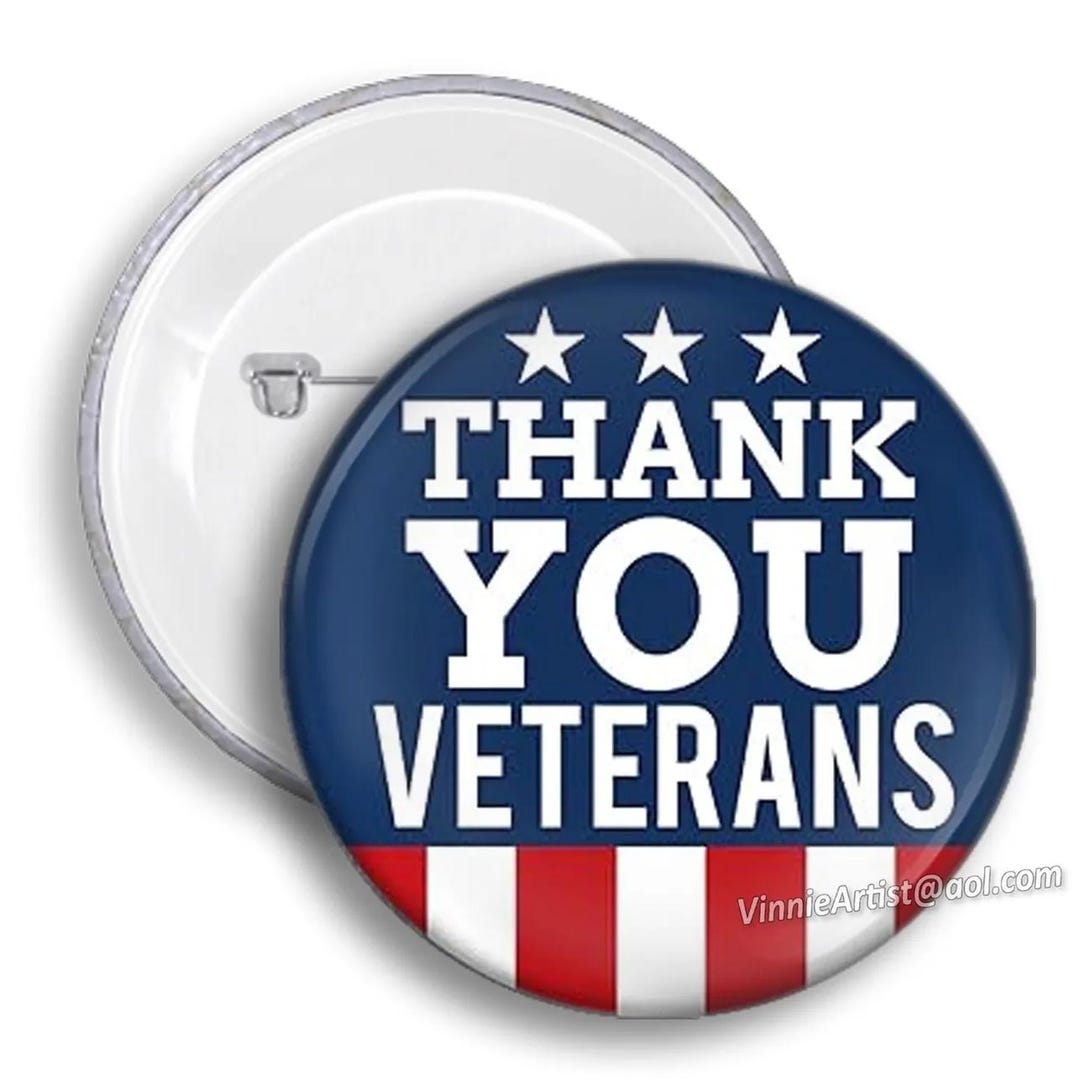 Thank You Veterans Button Pin Back Buttons Veteran Appreciation Pinback ...