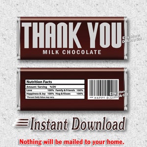 PRINTABLE Thank You Appreciation Gift Candy Bar Wrappers Chocolate ...