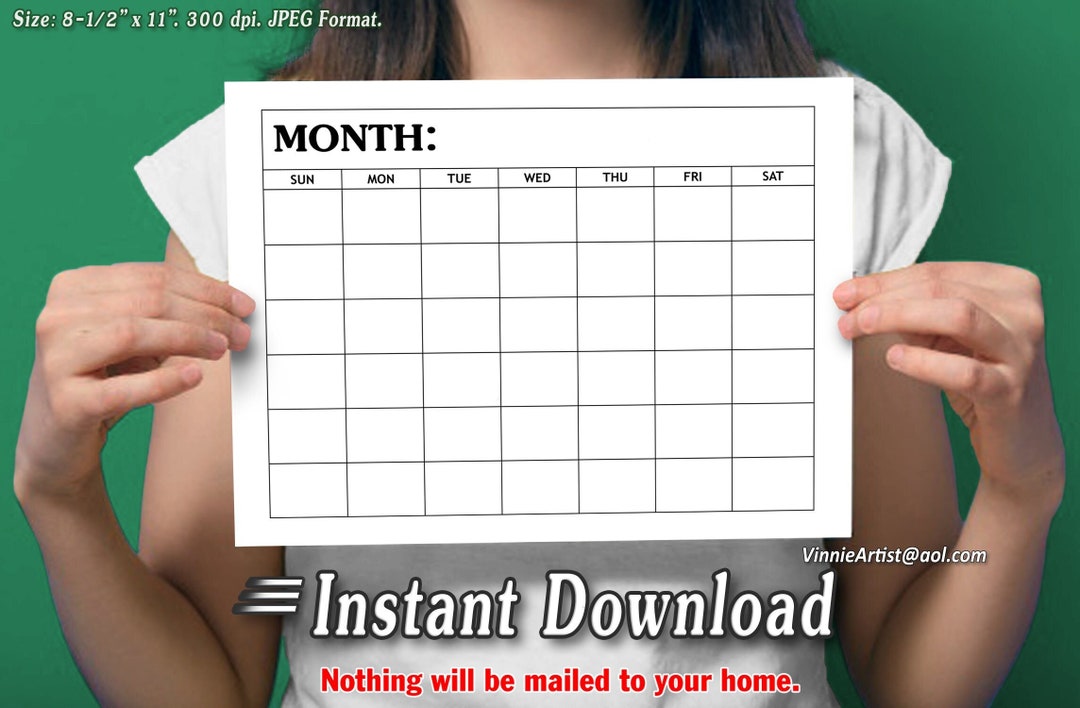 Printable Digital Download Perpetual Blank Calendar Instant Download ...