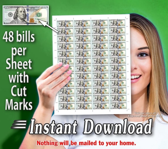 Printable TINY Money Sheets With Cut Marks 48-per-page Dollar - Etsy