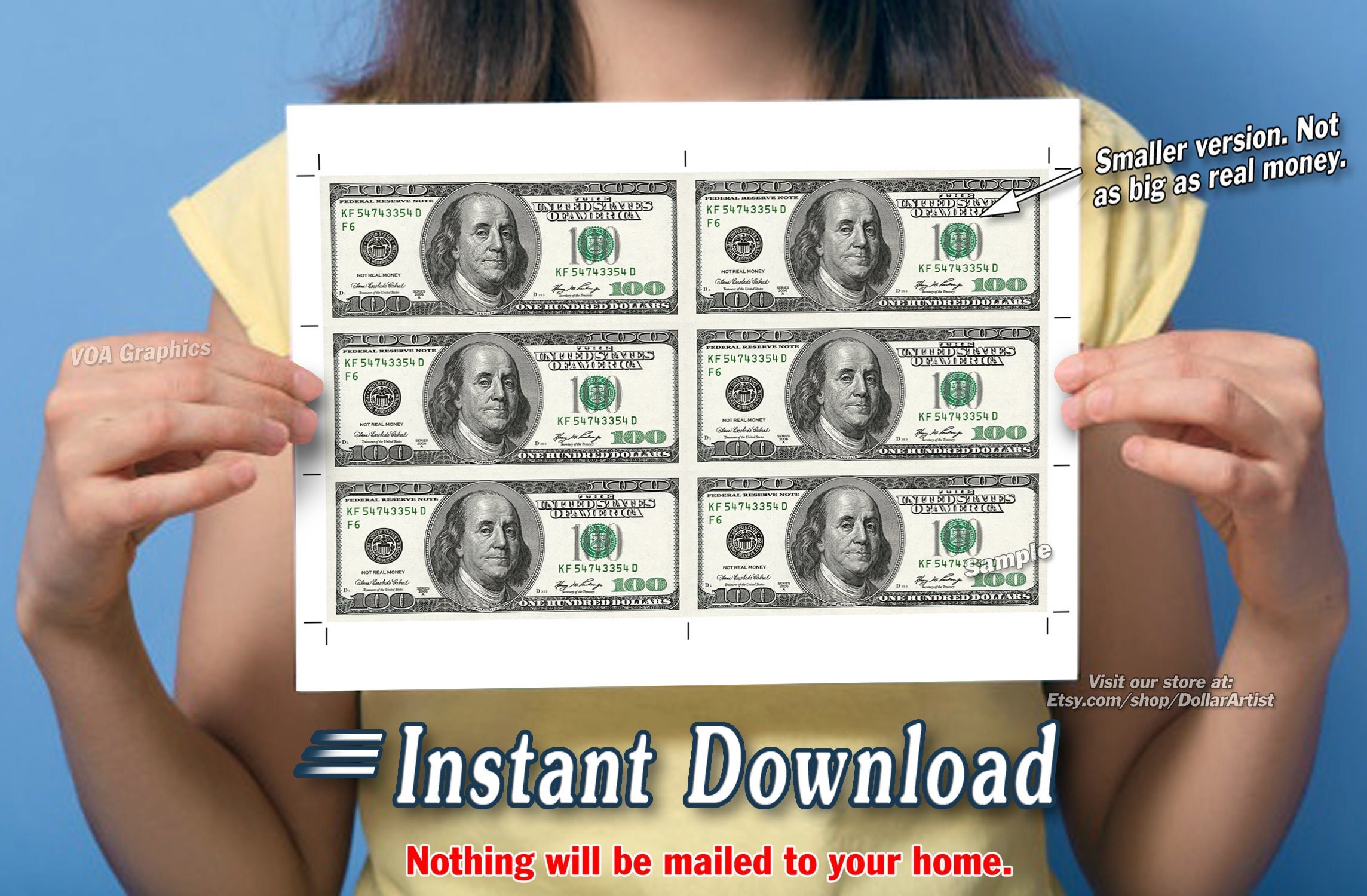 Printable SMALL Money Sheets With Cut Marks 6-per-page Cash - Etsy