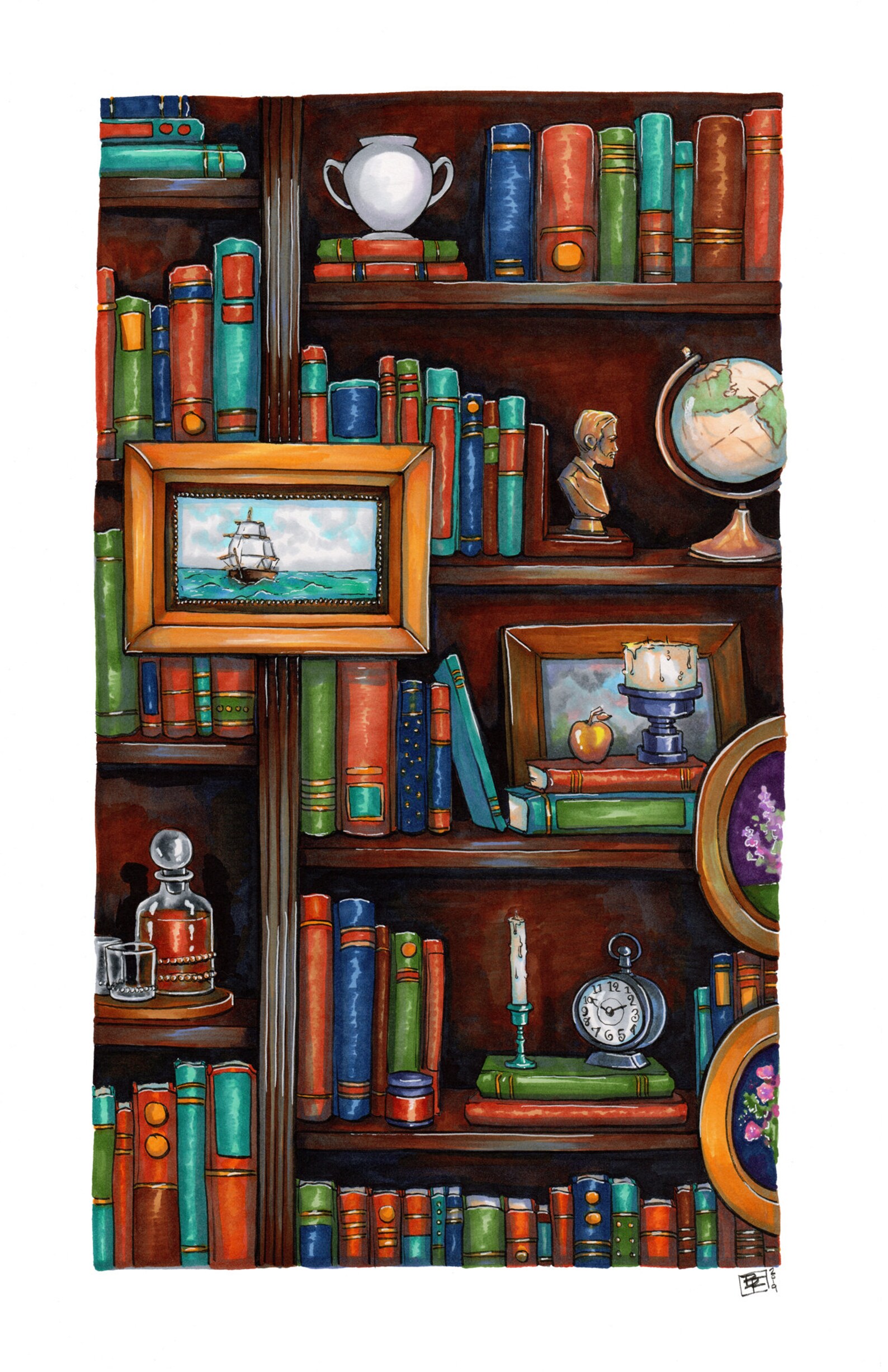 Cozy Little Library Art Print Hand Drawn Art Library / | Etsy