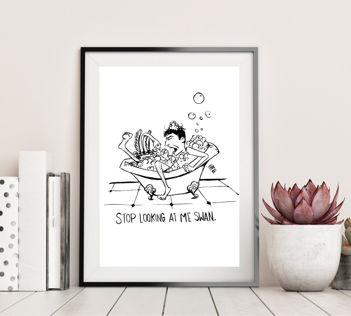Stop Looking at Me Swan Art Print - Hand Drawn Art - Pop Culture ...