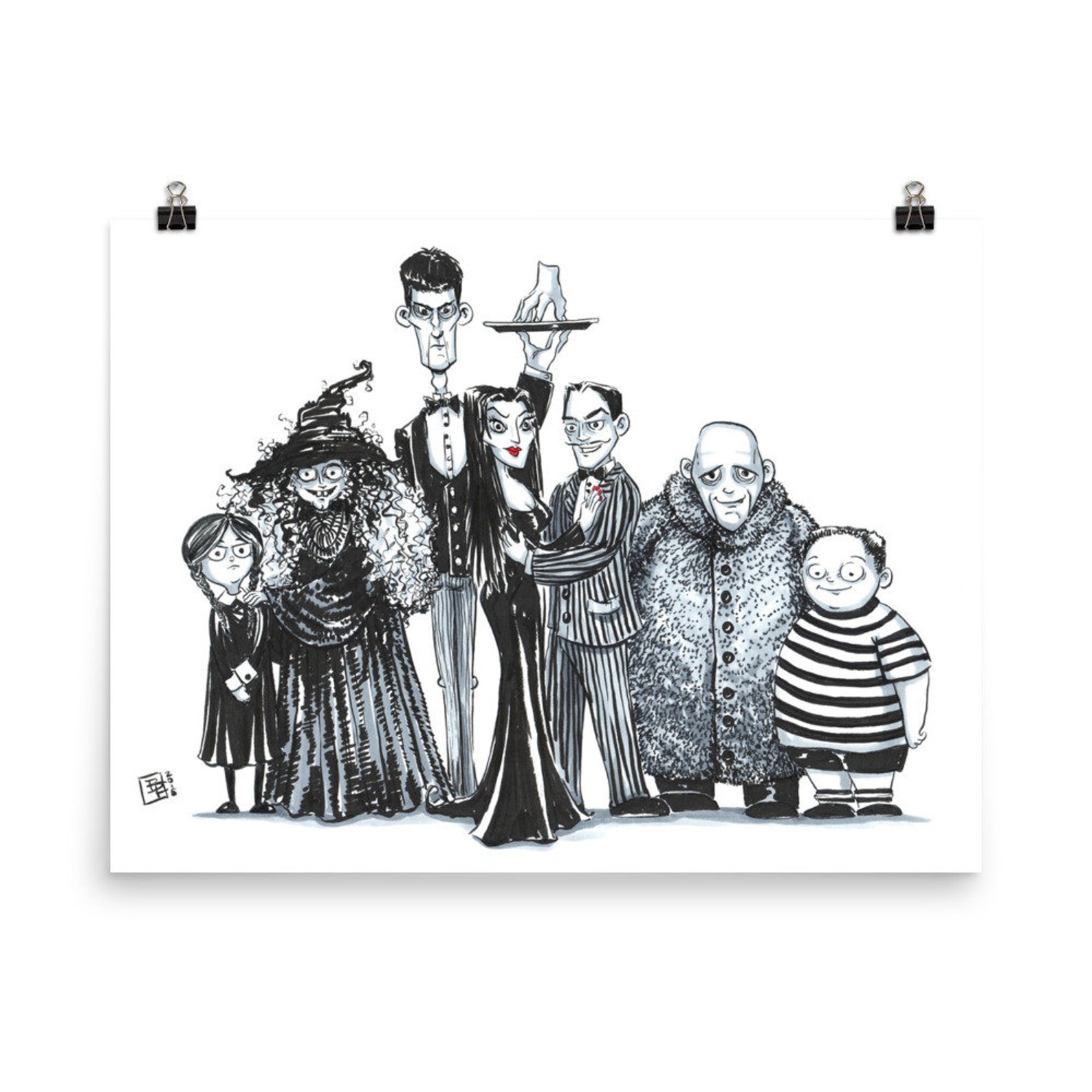 The Gothic Family Art Print - Hand Drawn Art - Movie / TV / Pop Culture ...
