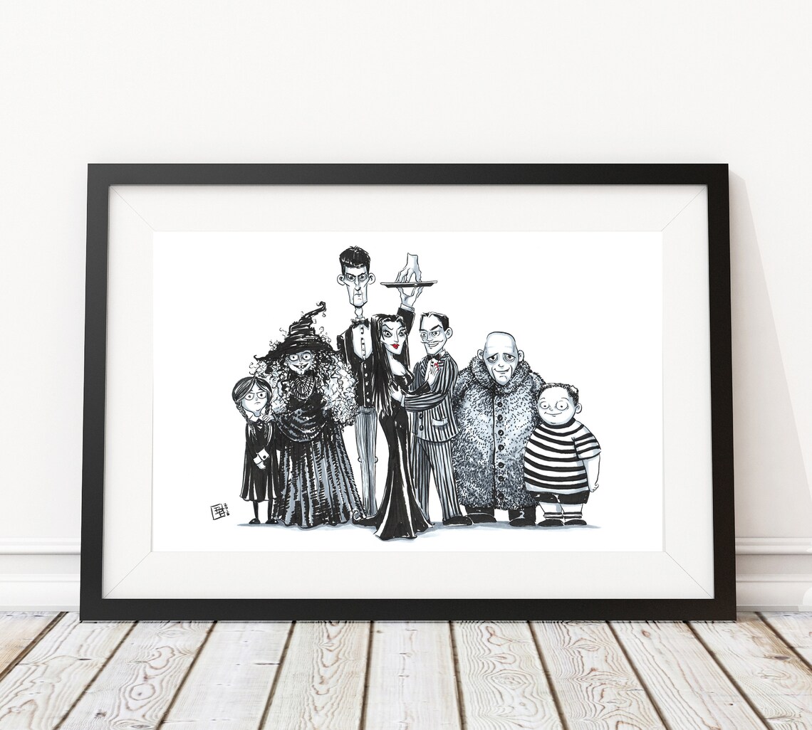 The Gothic Family Art Print - Hand Drawn Art - Movie / TV / Pop Culture ...