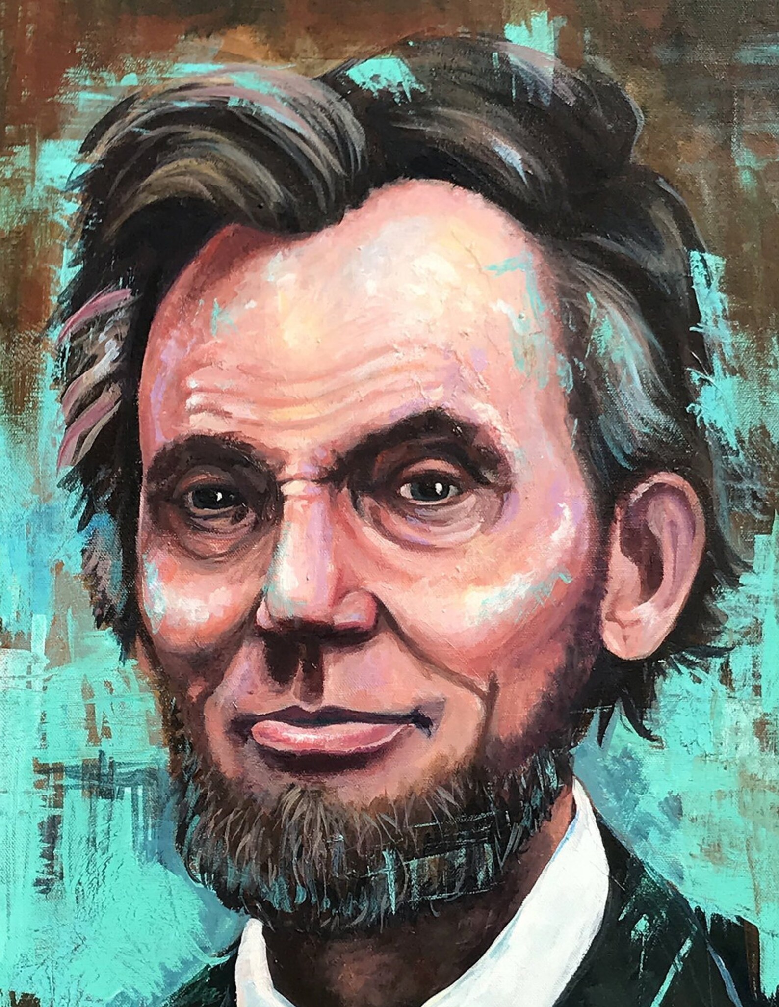 Honest Abe abe Lincoln Portrait Art Print Hand Painted Art - Etsy