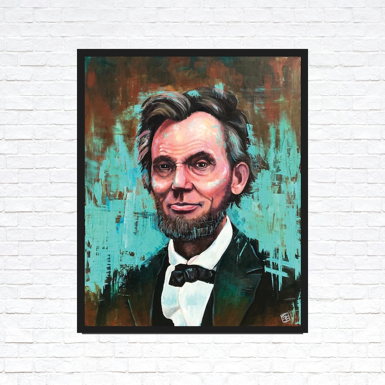 Honest Abe abe Lincoln Portrait Art Print Hand Painted Art - Etsy