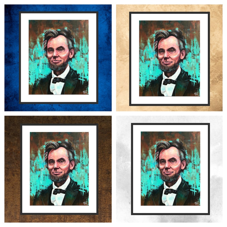 Honest Abe abe Lincoln Portrait Art Print Hand Painted Art - Etsy
