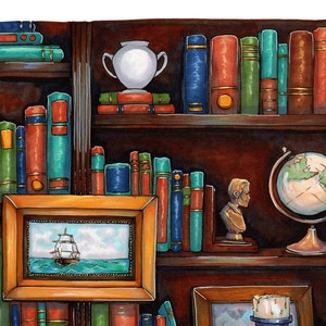 Cozy Little Library Art Print - Hand Drawn Art - Library / Books / Book ...