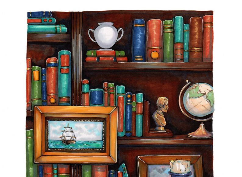 Cozy Little Library Art Print Hand Drawn Art Library / - Etsy