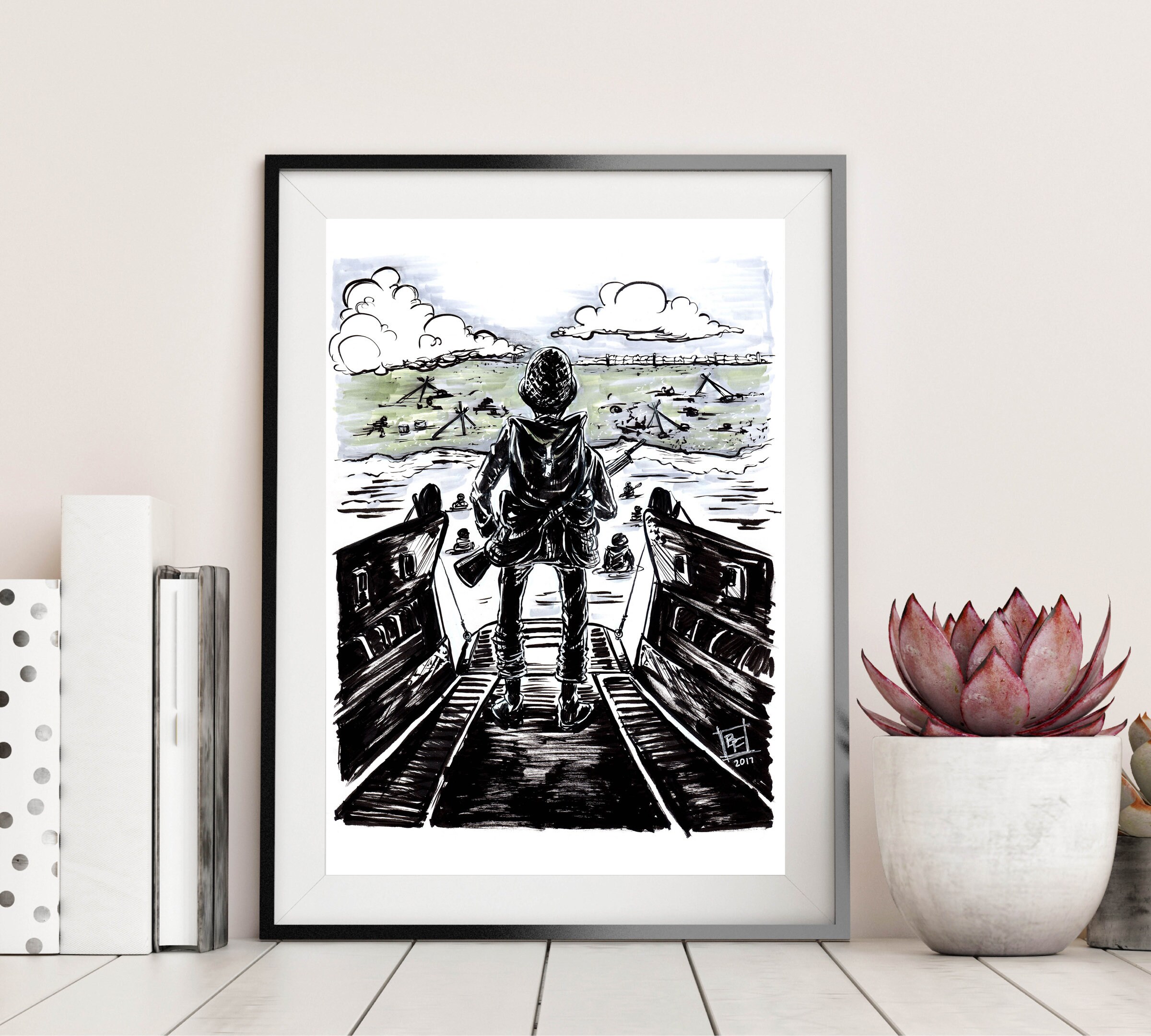 D-day Soldier Art Print Hand Drawn Art Veterans Day / - Etsy