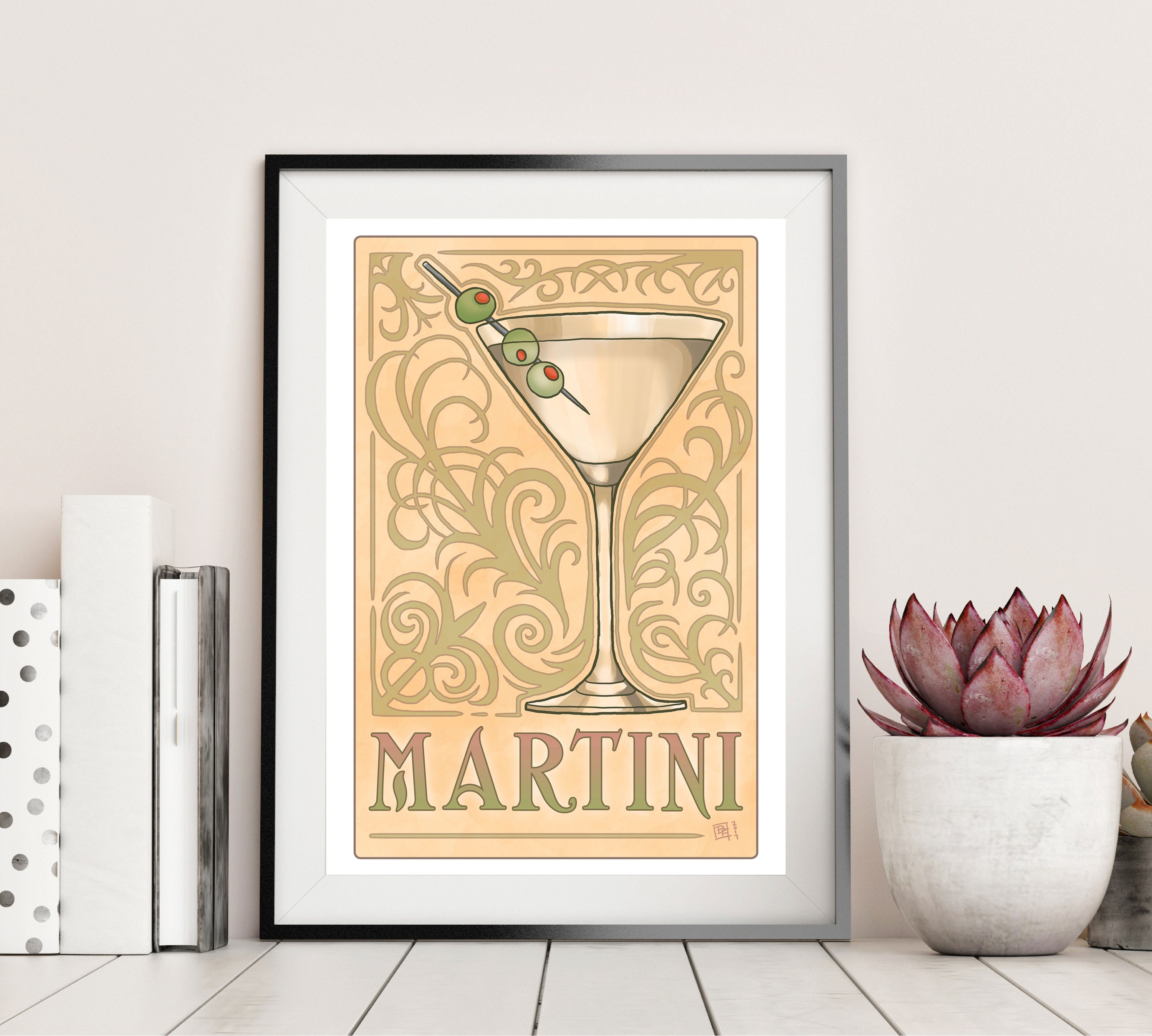 Vintage Martini Art Print Hand Drawn Art Alcohol / Martini - Etsy