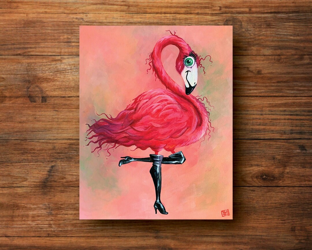 Fabulous Flamingo - Fine Art Print - Hand Painted Art - Animal / Bird ...