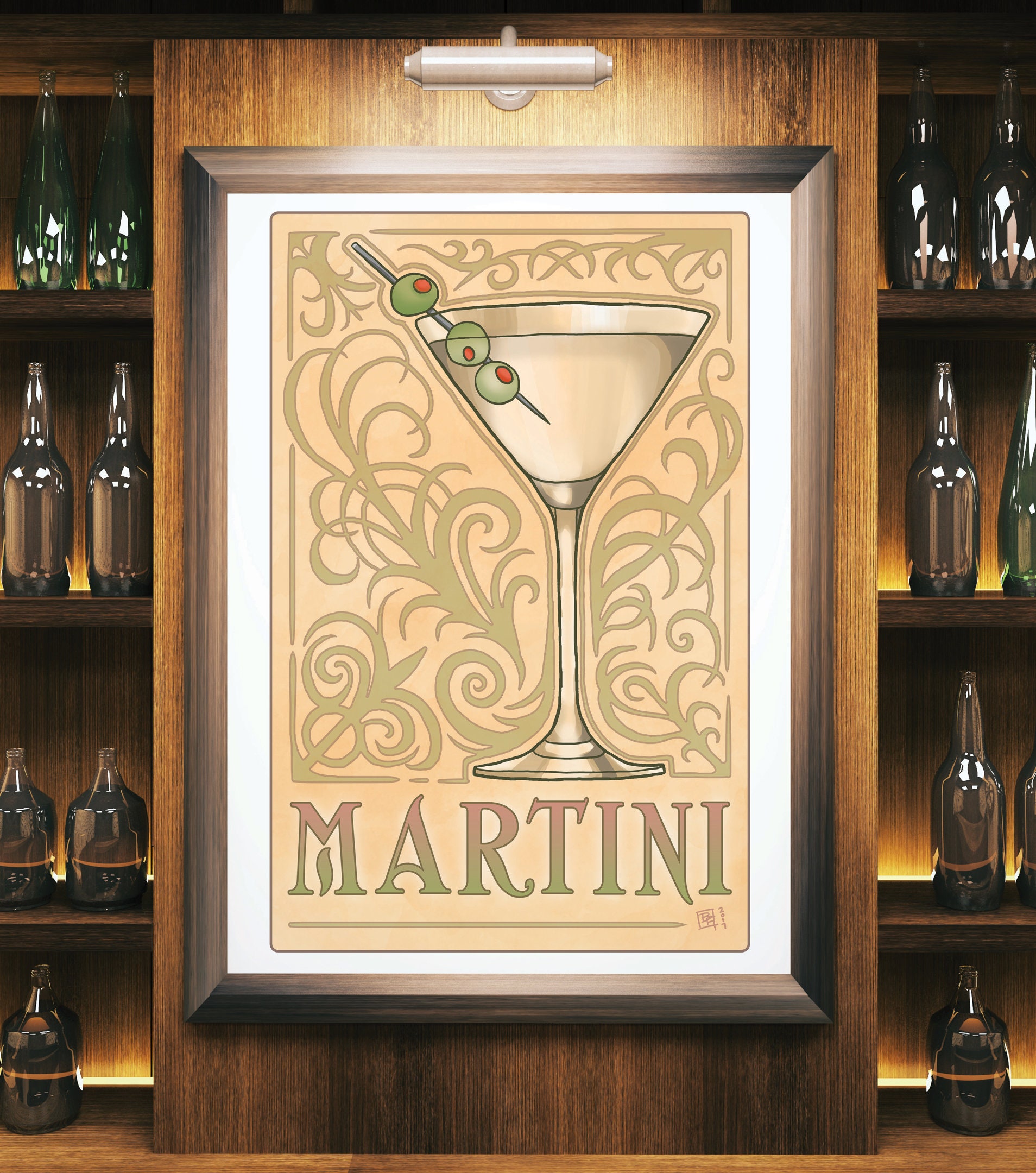 Vintage Martini Art Print Hand Drawn Art Alcohol / Martini - Etsy