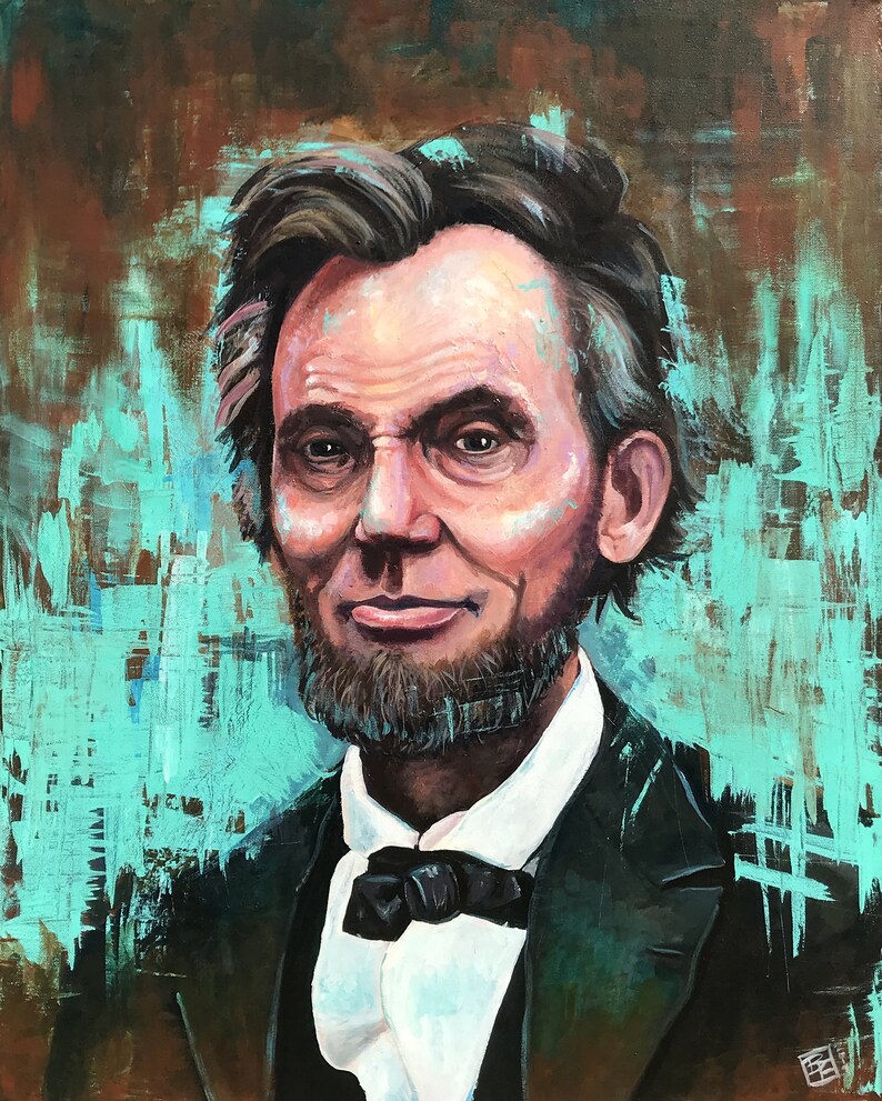 Honest Abe Abe Lincoln Portrait Art Print Hand Painted Art | Etsy
