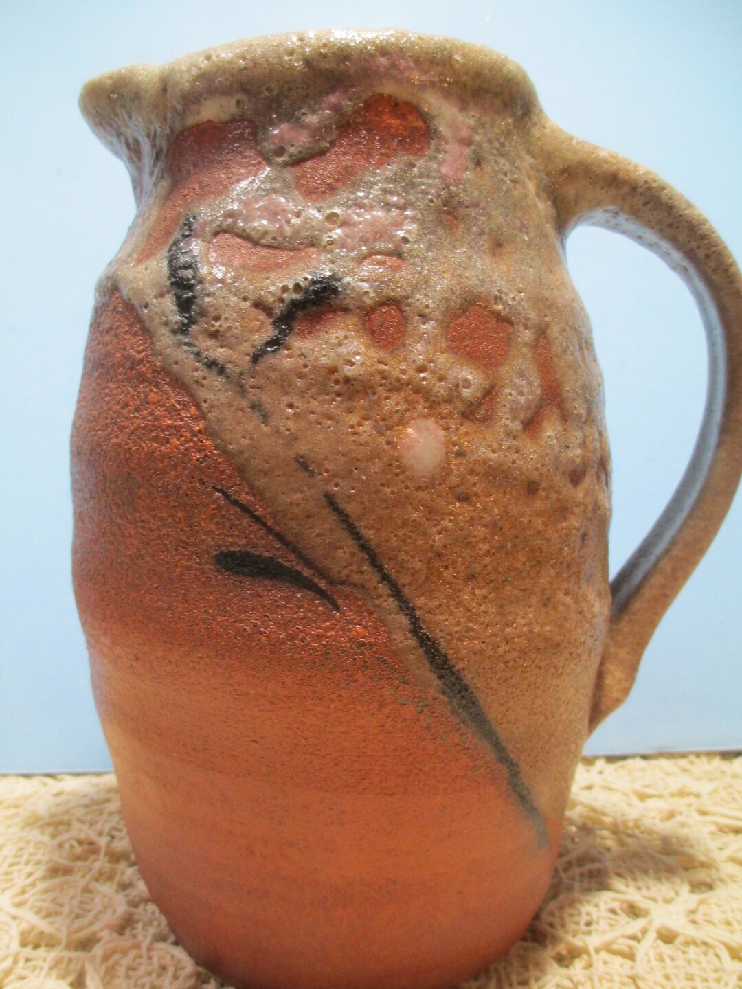 VTG Pottery Pitcher, Pottery Pitcher, Unique Pottery, Unique Glazed ...