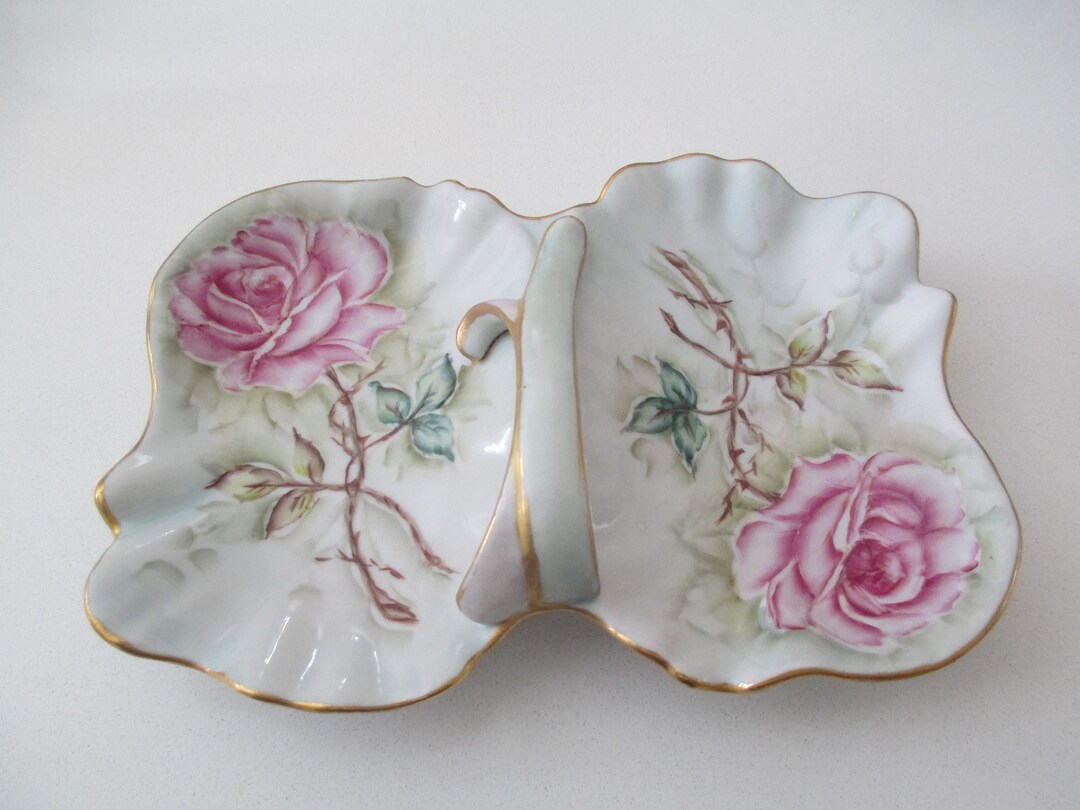 MARTHA UNDERHILL DISH, Hand Painted Rose Dish, Hand Painted Candy Dish ...