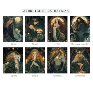 Celtic Gods and Goddesses Art: Printable Mythology Illustrations ...