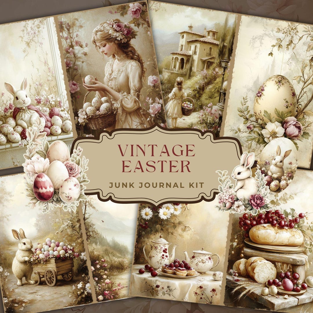 Vintage Easter Junk Journal Kit: Shabby Chic Ephemera (digital Download ...