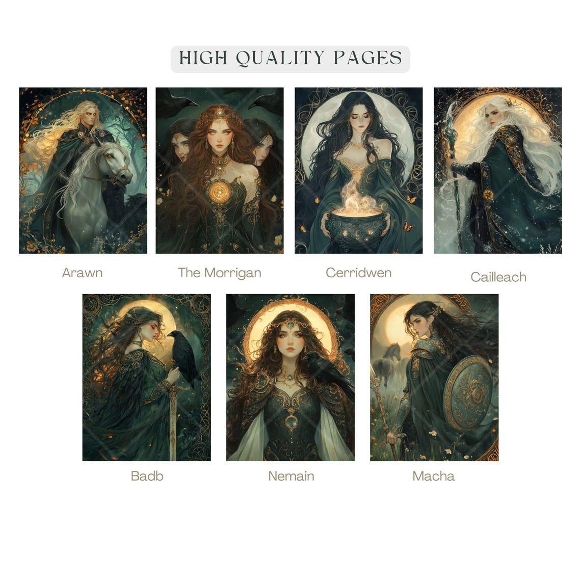 Celtic Gods and Goddesses Art: Printable Mythology Illustrations ...