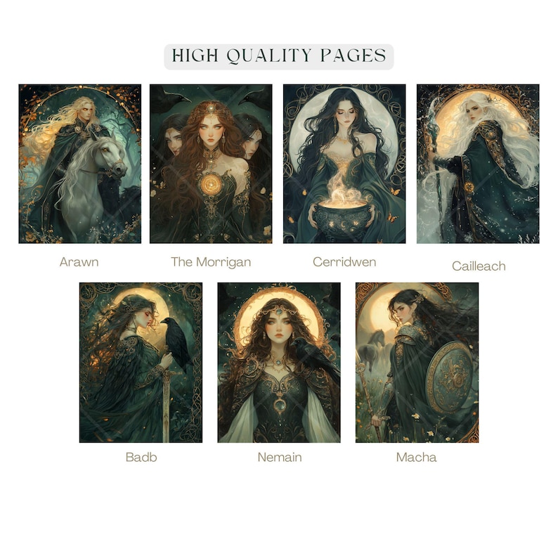 Celtic Gods and Goddesses Art: Printable Mythology Illustrations ...