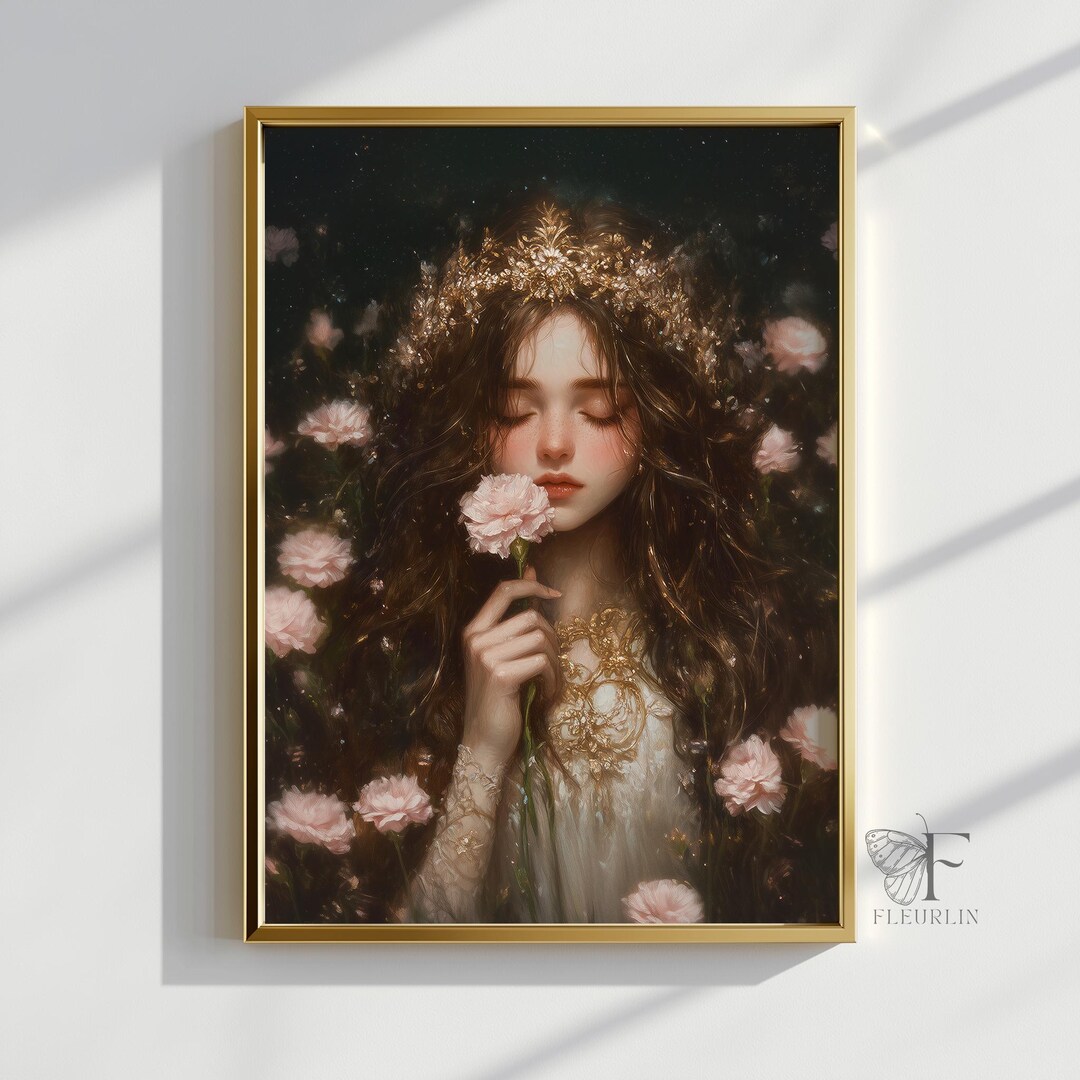 Carnation Fairy Princess Art Print: Ethereal Floral Goddess (digital ...