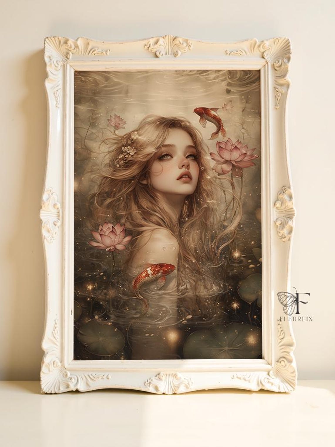Pisces Goddess Art Print: Water Nymph, Koi Fish (digital Download) - Etsy
