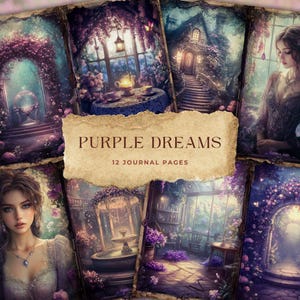 Purple Floral Junk Journal Kit, Violet Printable Pages, Dreamy Magical ...
