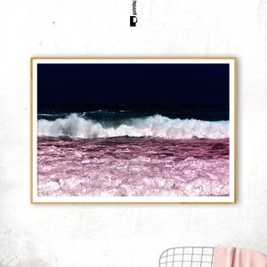 Horizontal Wall Art, Pink Navy Decor, Sea Water Art, Wanderlust Gift ...