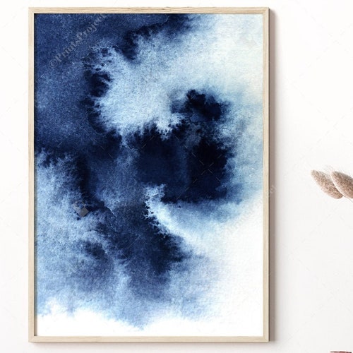 Blue Watercolor Print Printable Art Blue Wall Art Abstract - Etsy