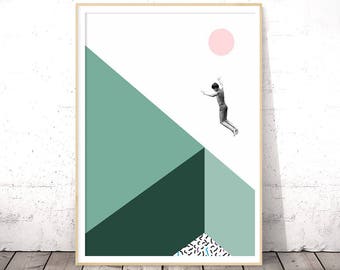 Manhattan Print Printable Travel Poster Flatiron Building | Etsy