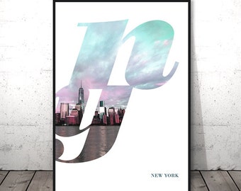 Manhattan Print Printable Travel Poster Flatiron Building | Etsy