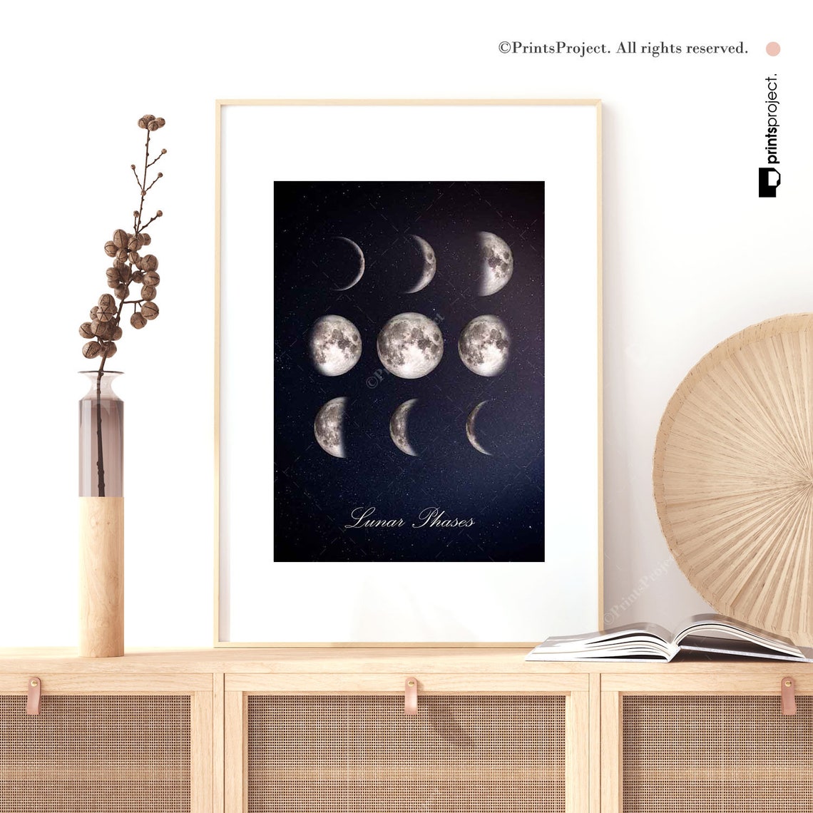 Lunar Phases Poster Moon Phases Print Modern Large Print La - Etsy