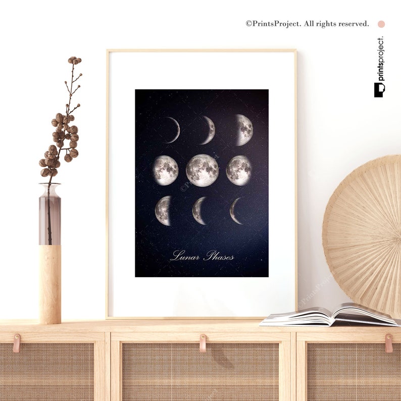 Lunar Phases Poster Moon Phases Print Modern Large Print La - Etsy