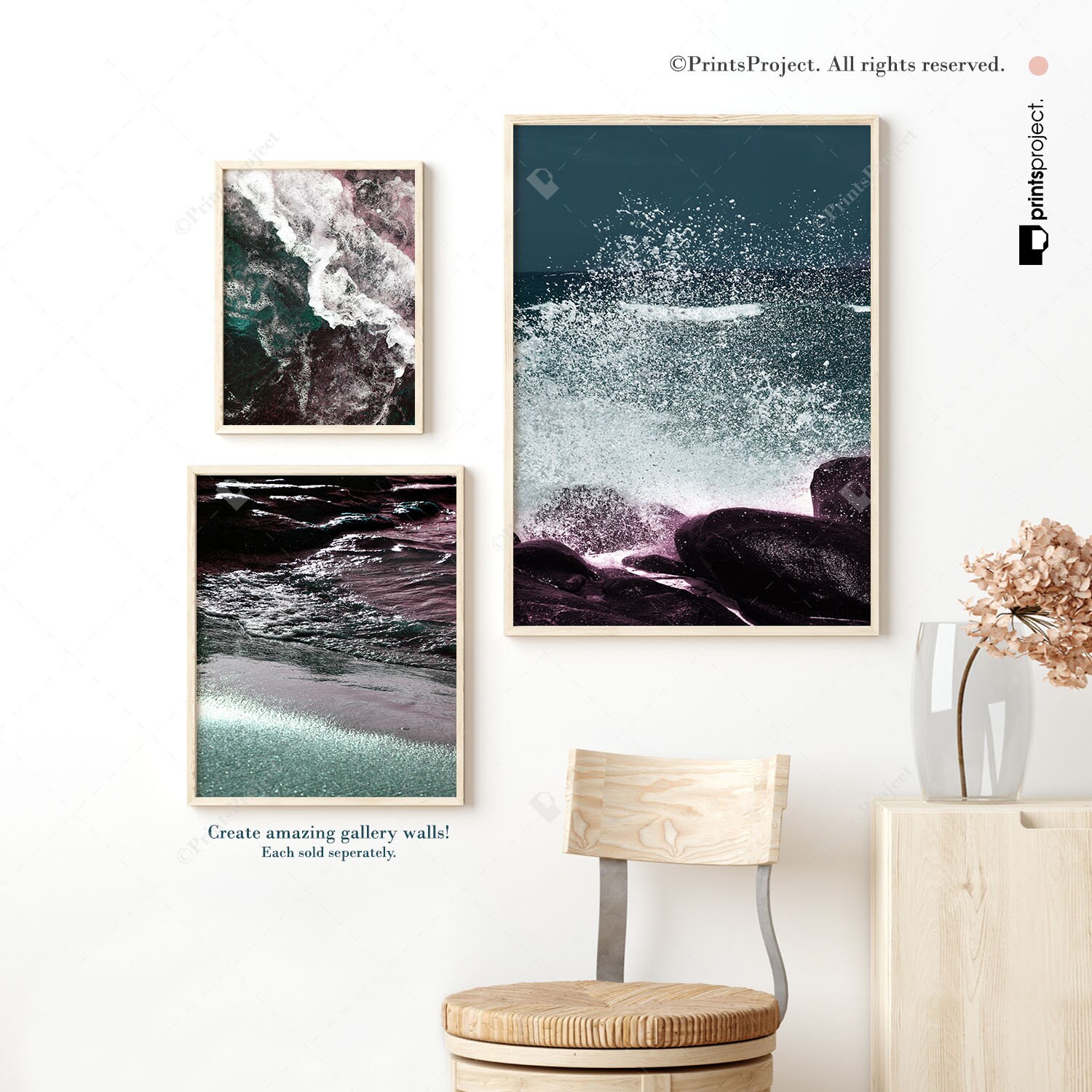 Navy Blue Poster Ocean Water Waves Print Coastal Wall Art | Etsy