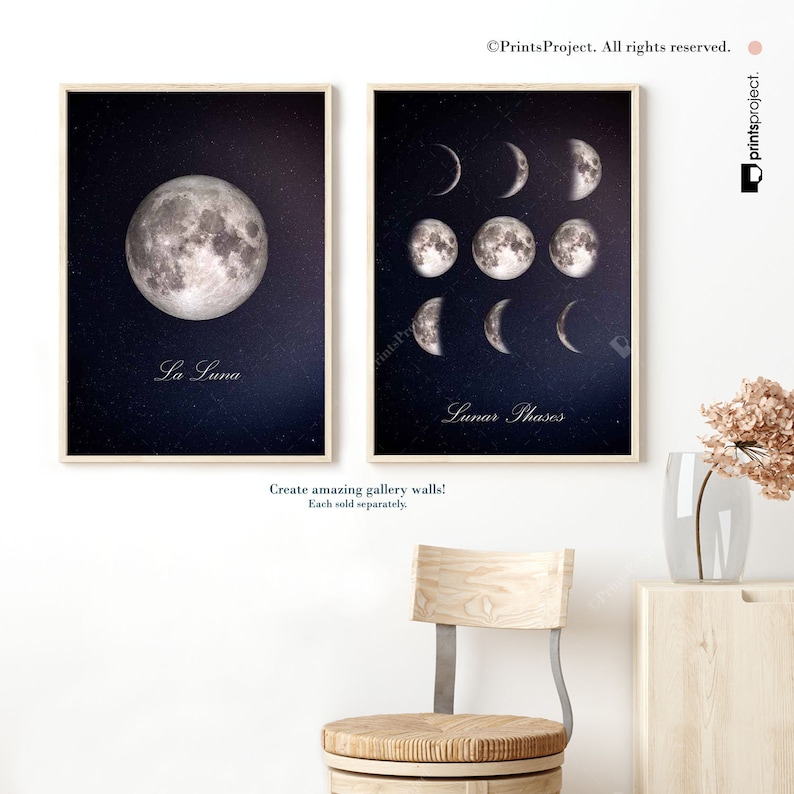 Lunar Phases Poster Moon Phases Print Modern Large Print La - Etsy